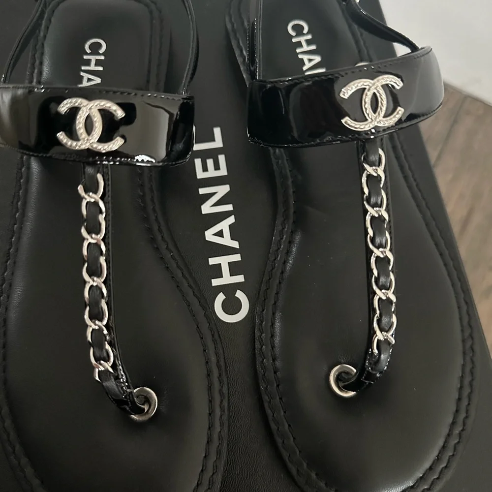CHANEL | Shoes | Authentic Chanel Slingback Thong Sandals Worn Once ...